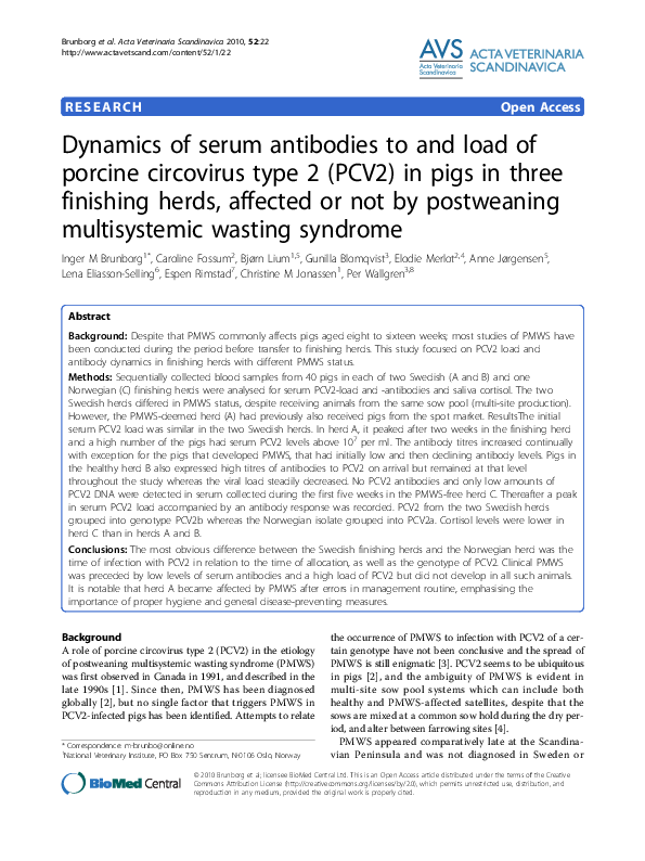 (PDF) Dynamics of serum antibodies to and load of porcine circovirus ...