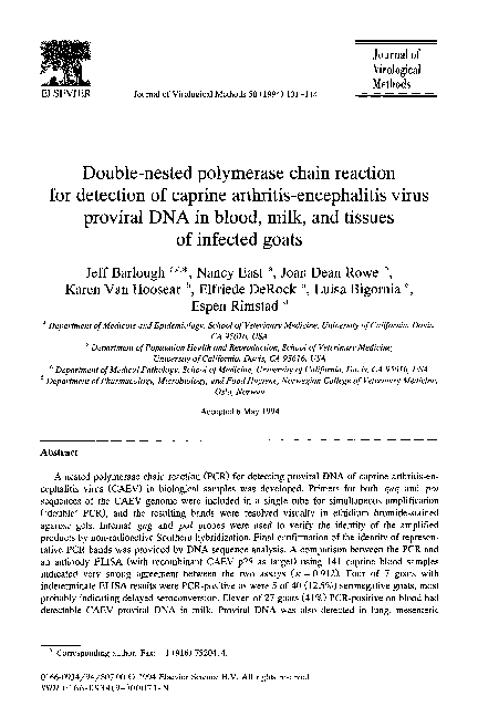 (PDF) Double-nested polymerase chain reaction for detection of caprine ...