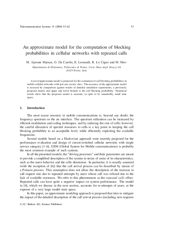(PDF) An approximate model for the computation of blocking probabilities in cellular networks ...