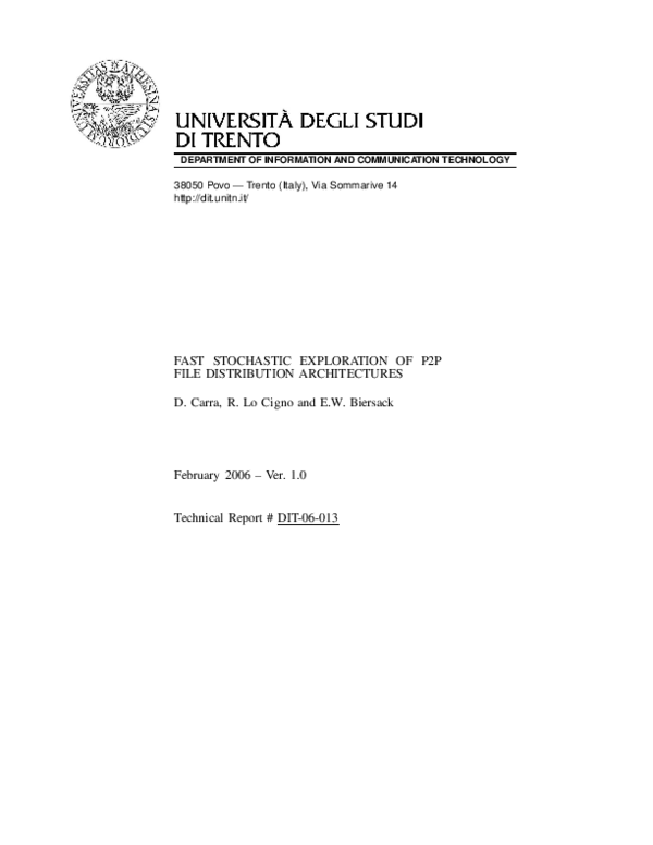 (PDF) Fast Stochastic Exploration of P2P File Distribution Architectures