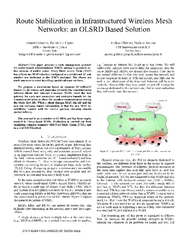 (PDF) Route Stabilization in Infrastructured Wireless Mesh Networks: an ...