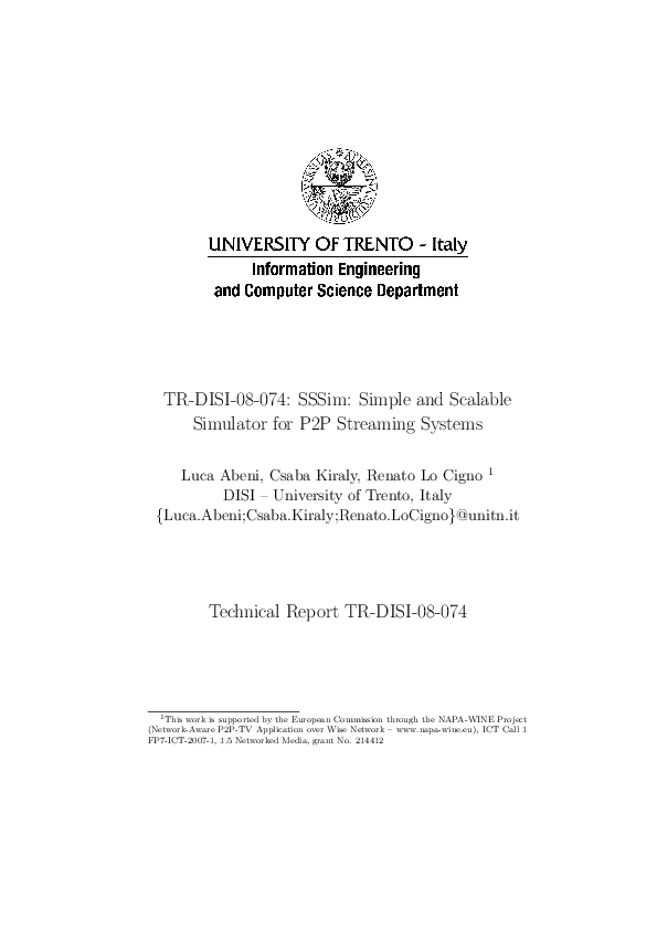 (PDF) SSSim: a Simple and Scalable Simulator for P2P Streaming Systems