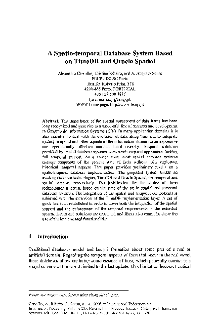 Pdf A Spatio Temporal Database System Based On Timedb And Oracle