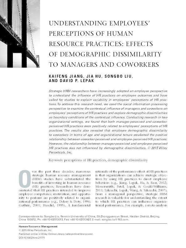 (PDF) Understanding employees' perceptions of human resource practices ...