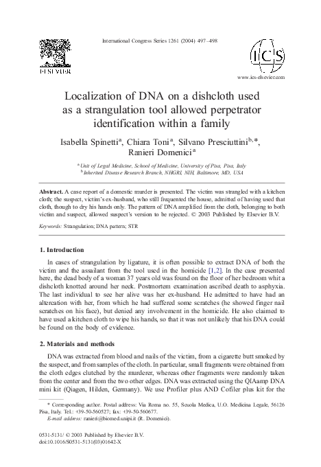 (PDF) Localization of DNA on a dishcloth used as a strangulation tool ...