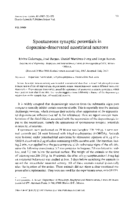 (PDF) Dopamine Denervation Induces Spontaneous Synaptic Potentials