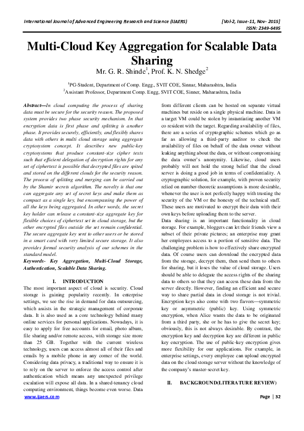Multi-Cloud Key Aggregation for Scalable Data Sharing