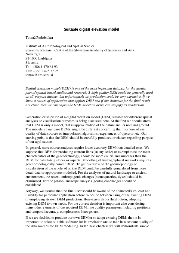 (PDF) Suitable digital elevation model