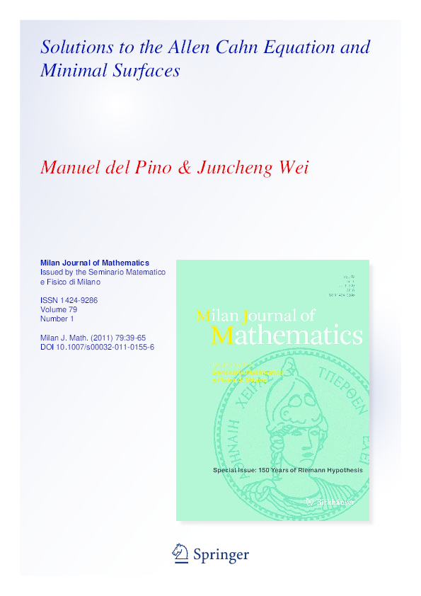 (PDF) Solutions to the Allen Cahn Equation and Minimal Surfaces