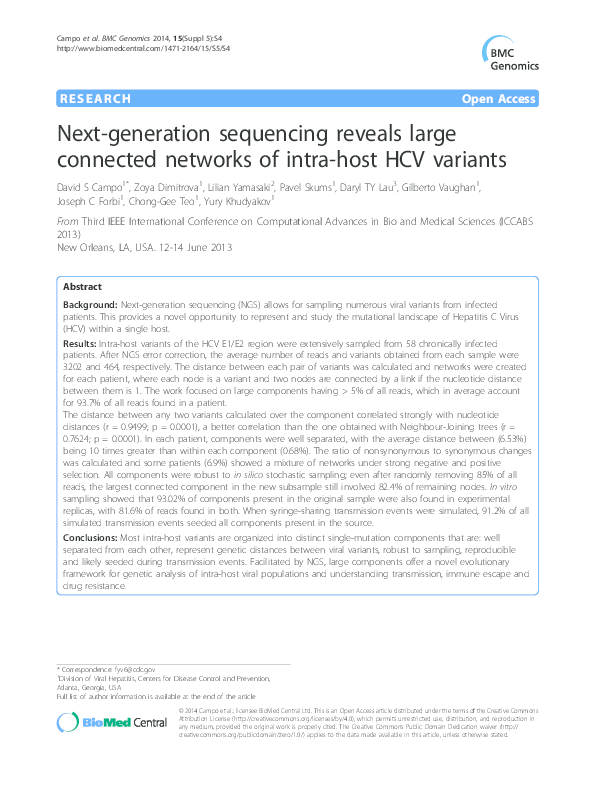 (PDF) Next-generation sequencing reveals large connected networks of intra-host HCV variants
