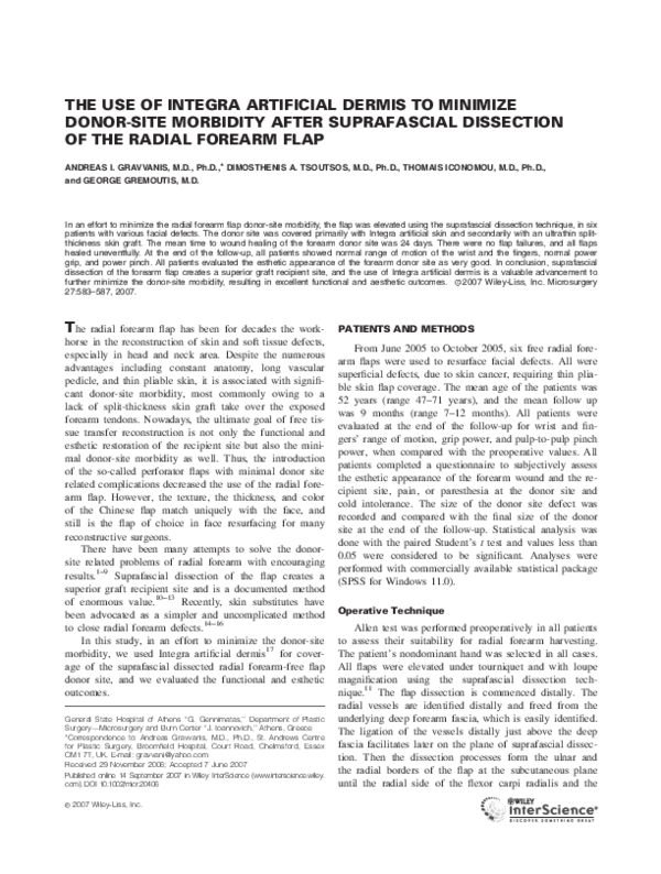 (PDF) The use of integra artificial dermis to minimize donor-site ...