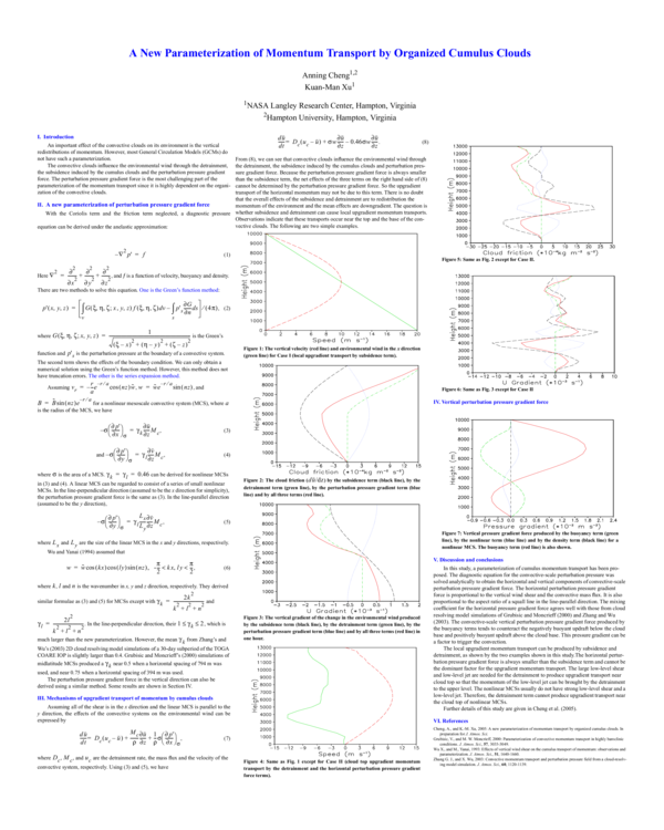 Pdf A New Parameterization Of Momentum Transport By Organized Cumulus Clouds Kuan Man Xu