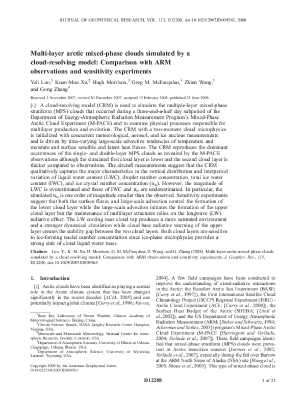 (PDF) Characterization of Mixed-Phase Clouds During Mixed-Phase Arctic ...