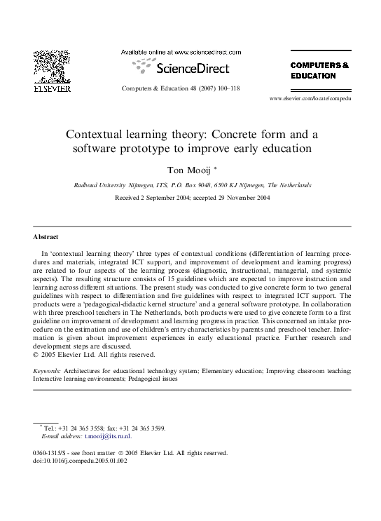(DOC) A LITERATURE REVIEW ON ‘CONTEXTUAL LEARNING’. | OSAYIMWENSE ...