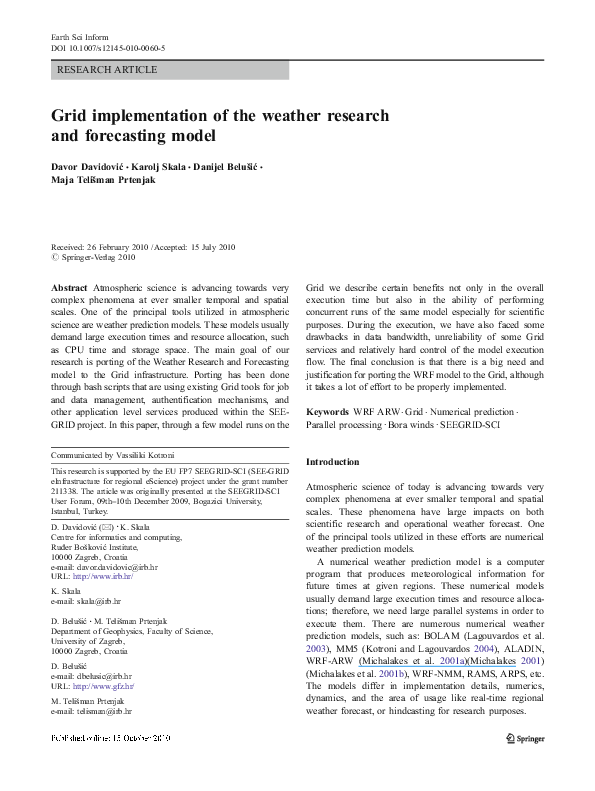 (PDF) Grid implementation of the weather research and forecasting model