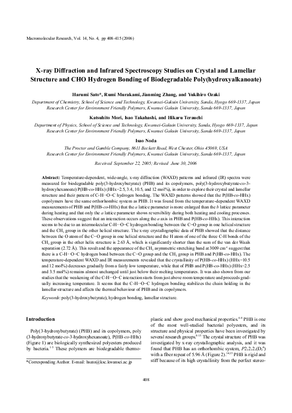 (PDF) X-ray diffraction and infrared spectroscopy studies on crystal and lamellar structure and ...