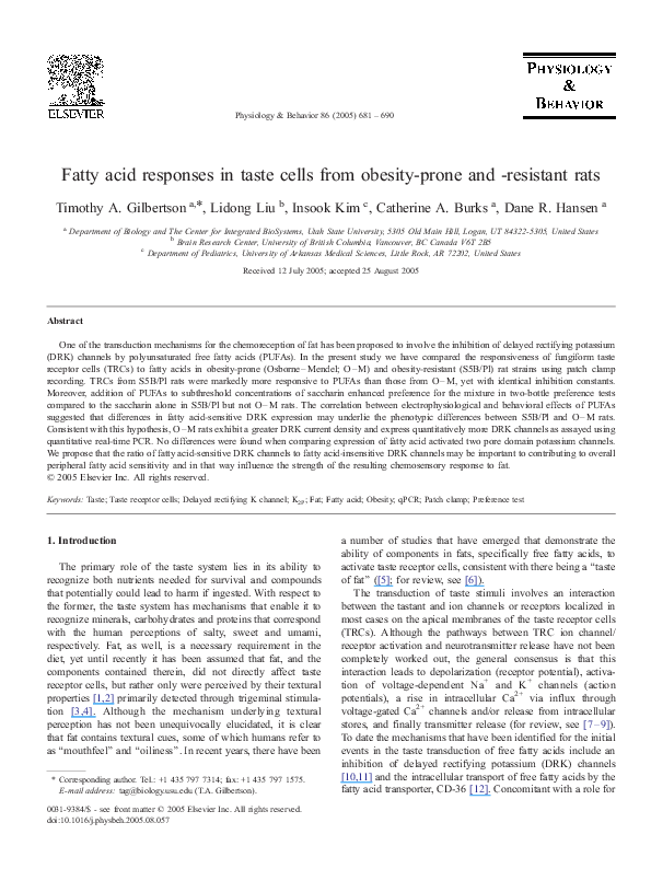 (PDF) Fatty acid responses in taste cells from obesity-prone and ...