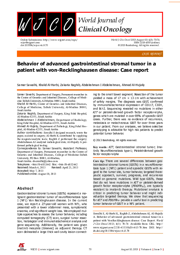 (PDF) Gastrointestinal stromal tumor of the rectum with scapular ...