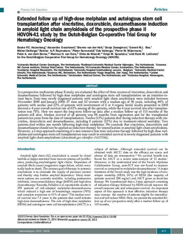 (PDF) Extended follow-up of High-dose Melphalan and autologous SCT ...