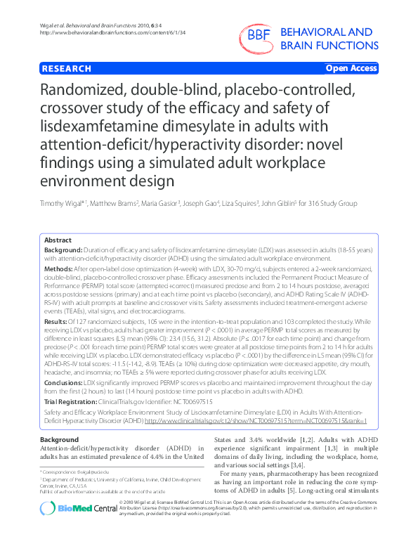 (PDF) Randomized, double-blind, placebo-controlled, crossover study of the efficacy and safety ...
