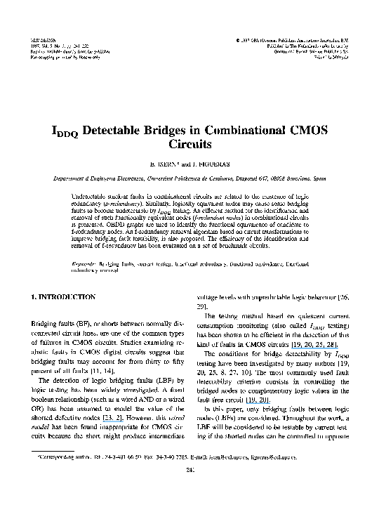 (PDF) IDDQ Detectable Bridges in Combinational CMOS Circuits