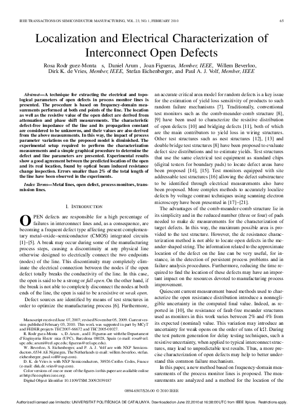 (PDF) Localization and Electrical Characterization of Interconnect Open ...
