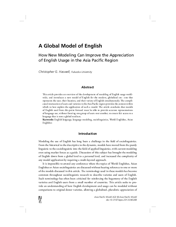 (PDF) A global model of English