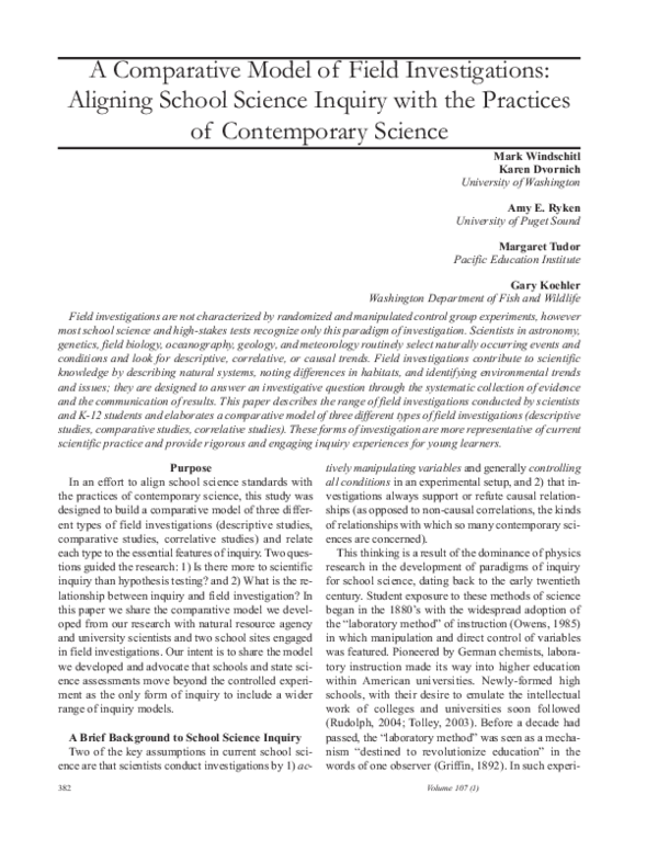 (PDF) A Comparative Model of Field Investigations: Aligning School ...