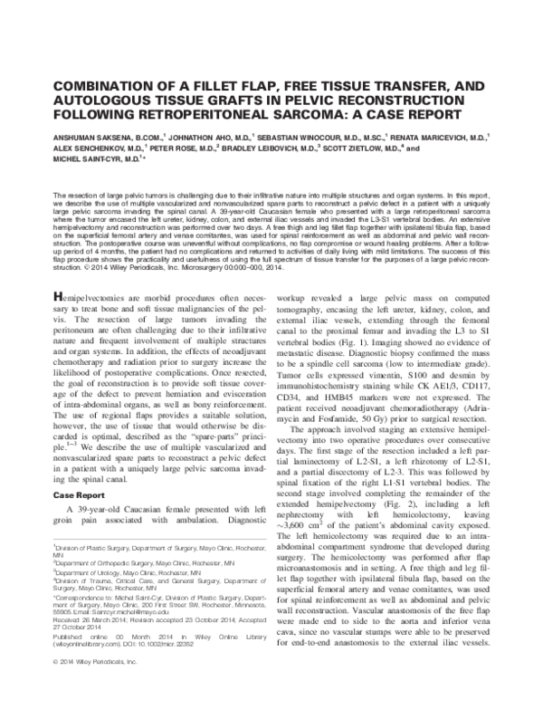 (PDF) Perineal Flap Reconstruction Following Pelvic Exenteration ...