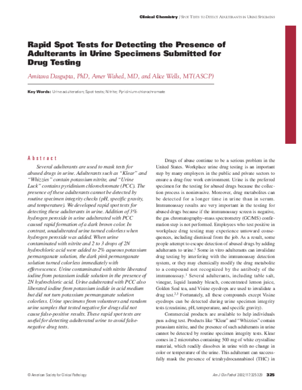 (PDF) Rapid Spot Tests for Detecting the Presence of Adulterants in ...