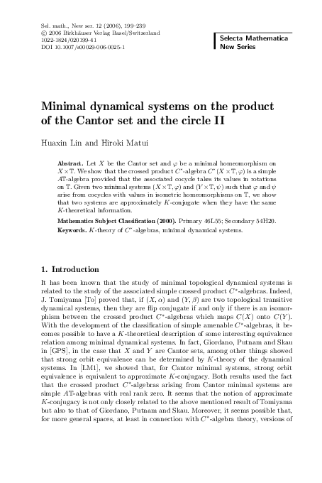 Pdf Minimal Dynamical Systems On The Product Of The Cantor Set And The Circle Ii