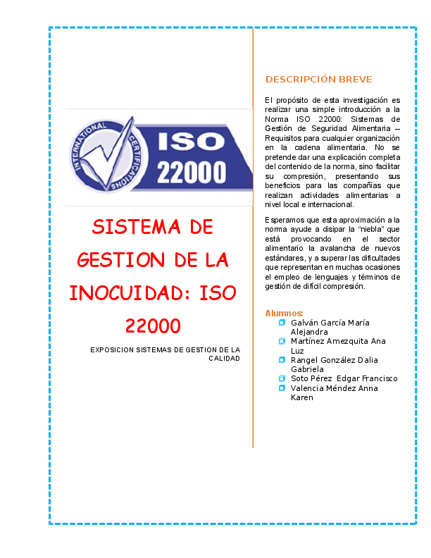 (DOC) ISO 22000 RESUMEN