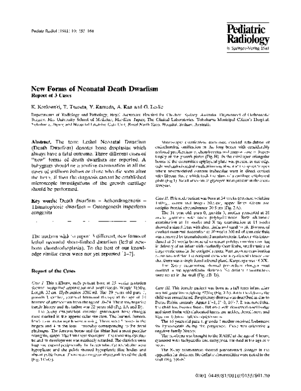 (PDF) New forms of Neonatal Death Dwarfism