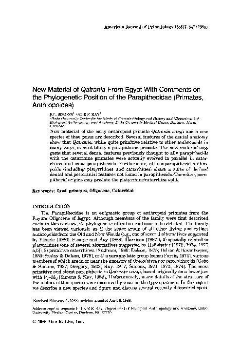 (PDF) New material of Qatrania from Egypt with comments on the ...