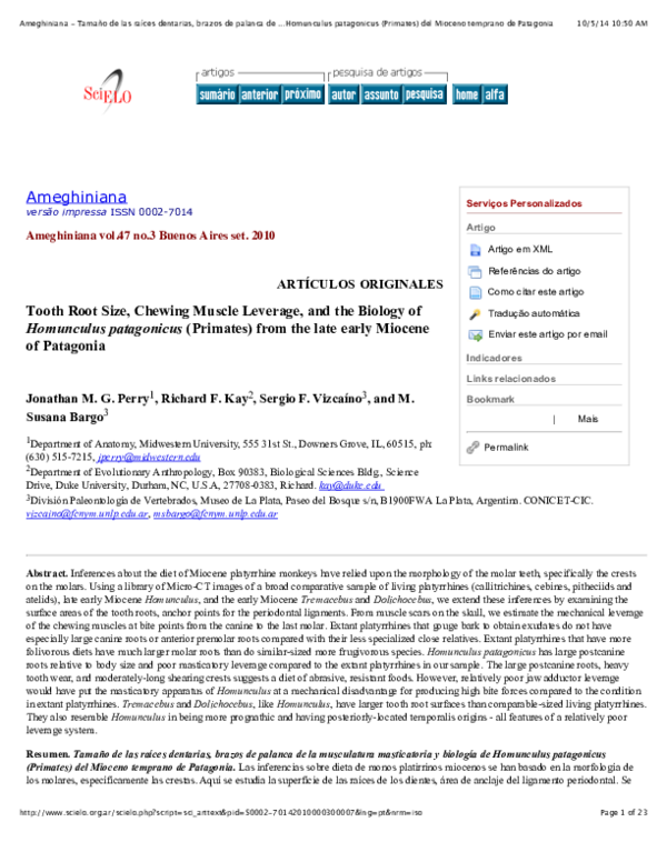 (PDF) Tooth Root Size, Chewing Muscle Leverage, and the Biology of ...