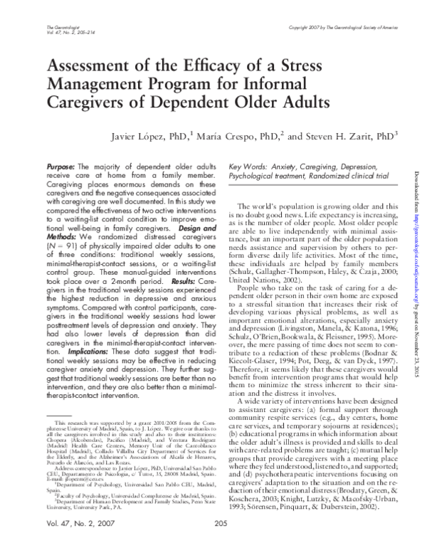 (PDF) Assessment of the efficacy of a stress management program for ...