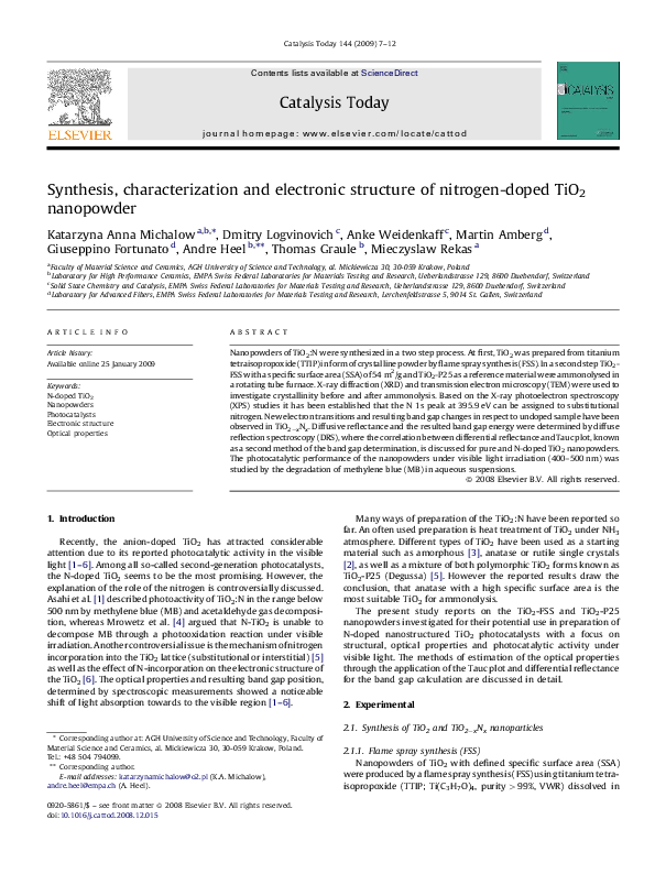 Pdf Synthesis Characterization And Electronic Structure Of Nitrogen