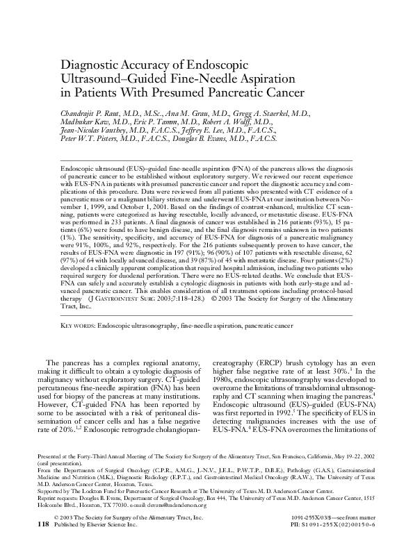 (PDF) The clinical utility of endoscopic ultrasound–guided fine-needle aspiration in the ...