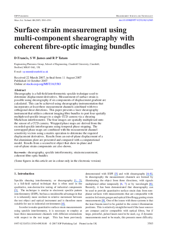 (PDF) Direct strain and slope measurement using 3D DSPSI | wajdi dandach - Academia.edu