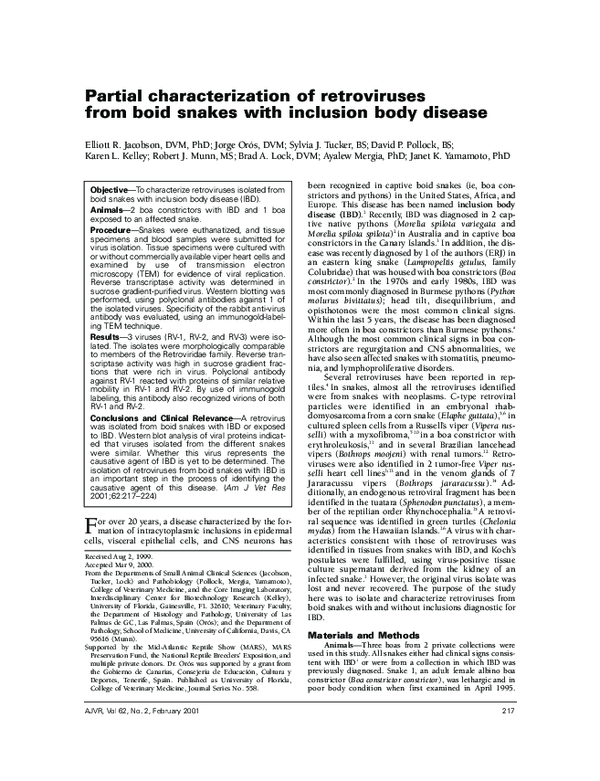 (PDF) Partial characterization of retroviruses from boid snakes with ...
