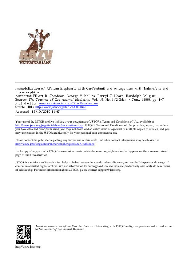 (PDF) Immobilization of African Elephants with Carfentanil and ...