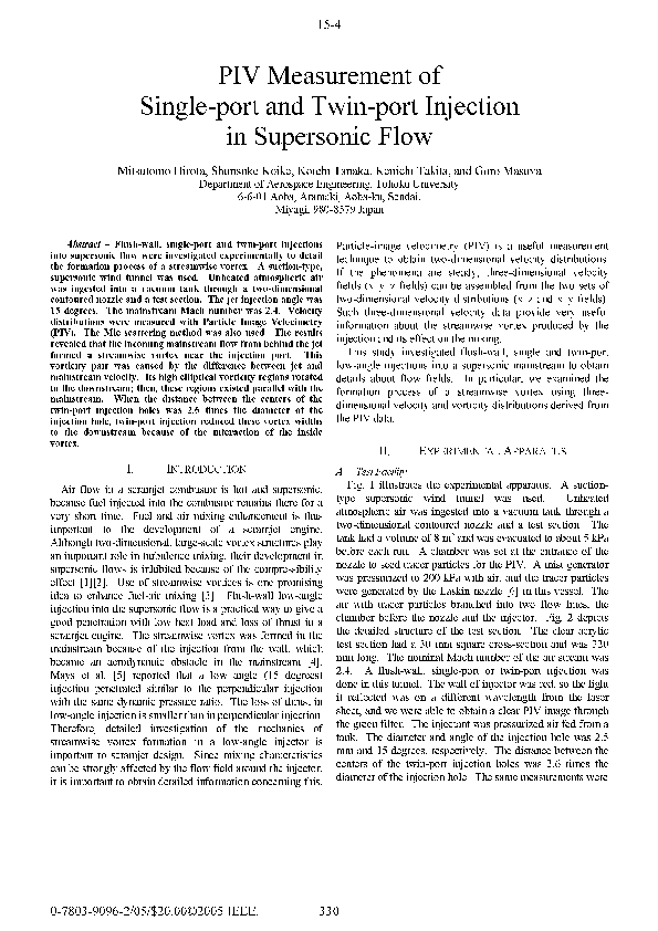 (PDF) PIV Measurement of Single-port and Twin-port Injection in ...