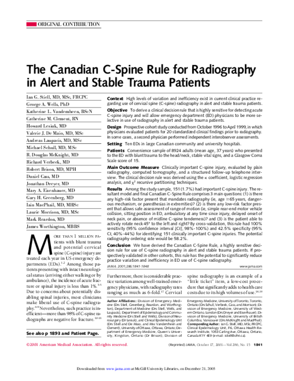 (PDF) Retrospective application of the NEXUS low-risk criteria for ...