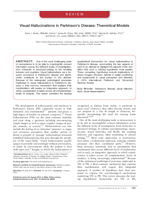 (PDF) Visual hallucinations in Parkinson's disease: theoretical models