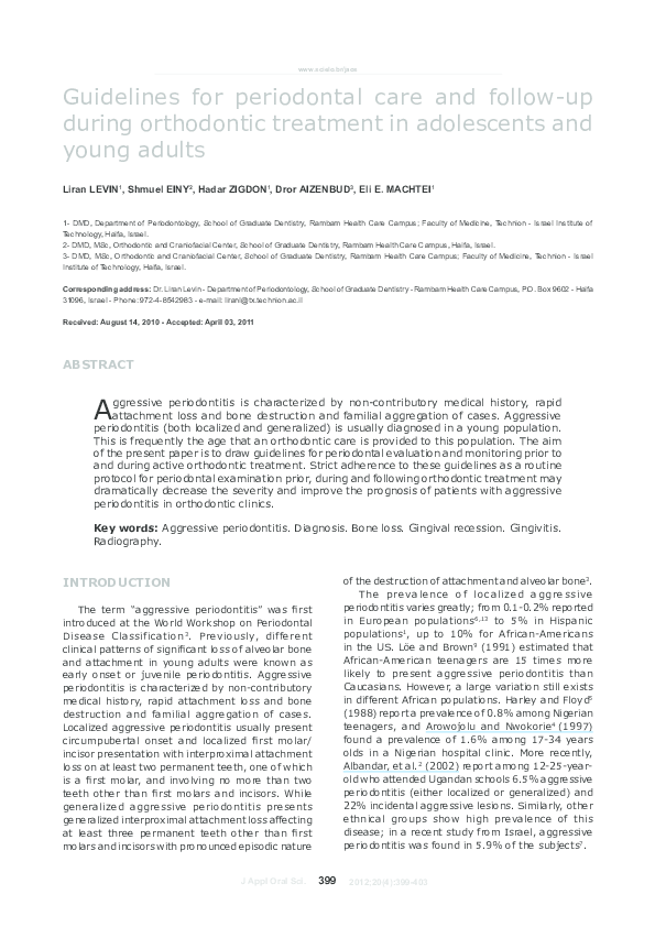 (PDF) Guidelines for periodontal care and follow-up during orthodontic ...