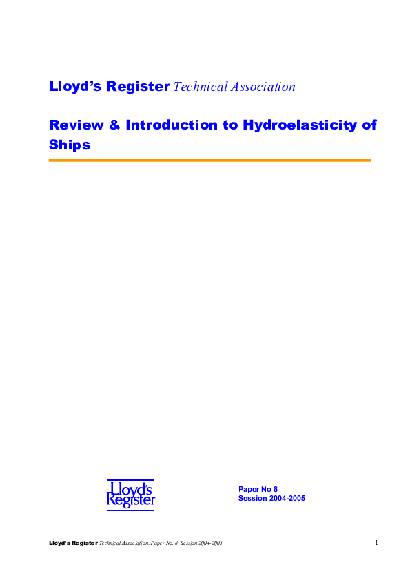 (PDF) Introduction to Hydroelasticity of Ships