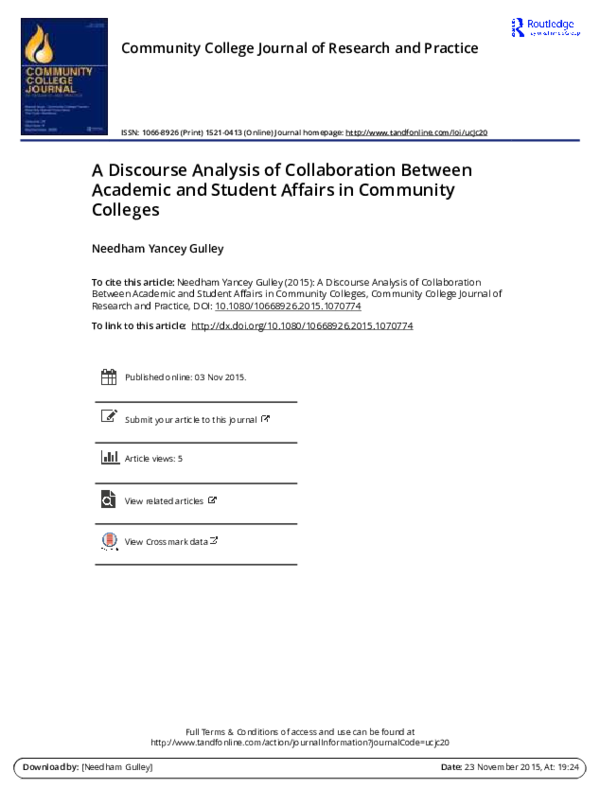 (PDF) A Discourse Analysis of Collaboration Between Academic and ...
