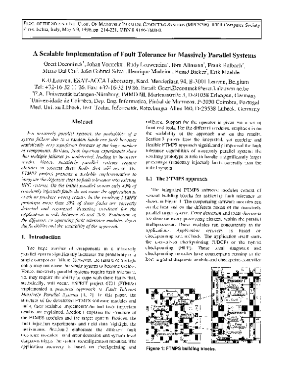 (PDF) A Scalable Implementation of Fault Tolerance for Massively Parallel Systems