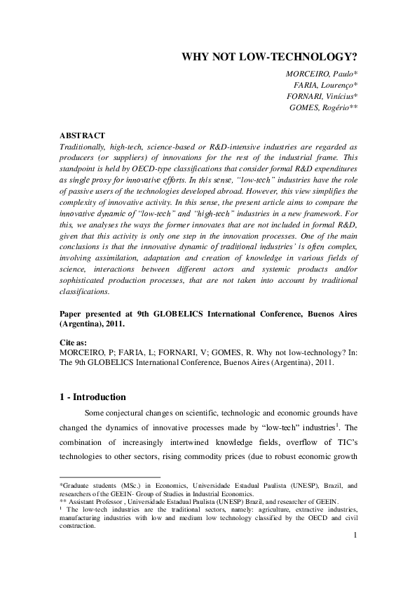 (PDF) WHY NOT LOW-TECHNOLOGY?