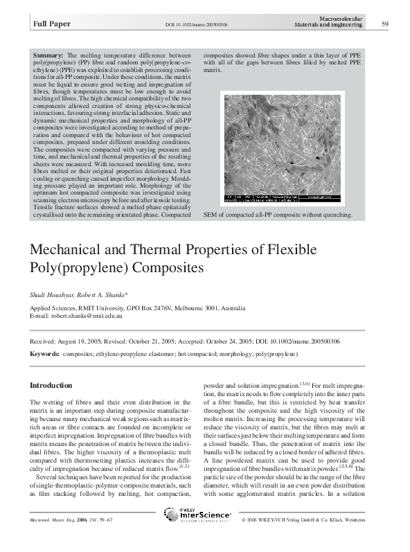 (PDF) Mechanical and Thermal Properties of Flexible Poly(propylene ...